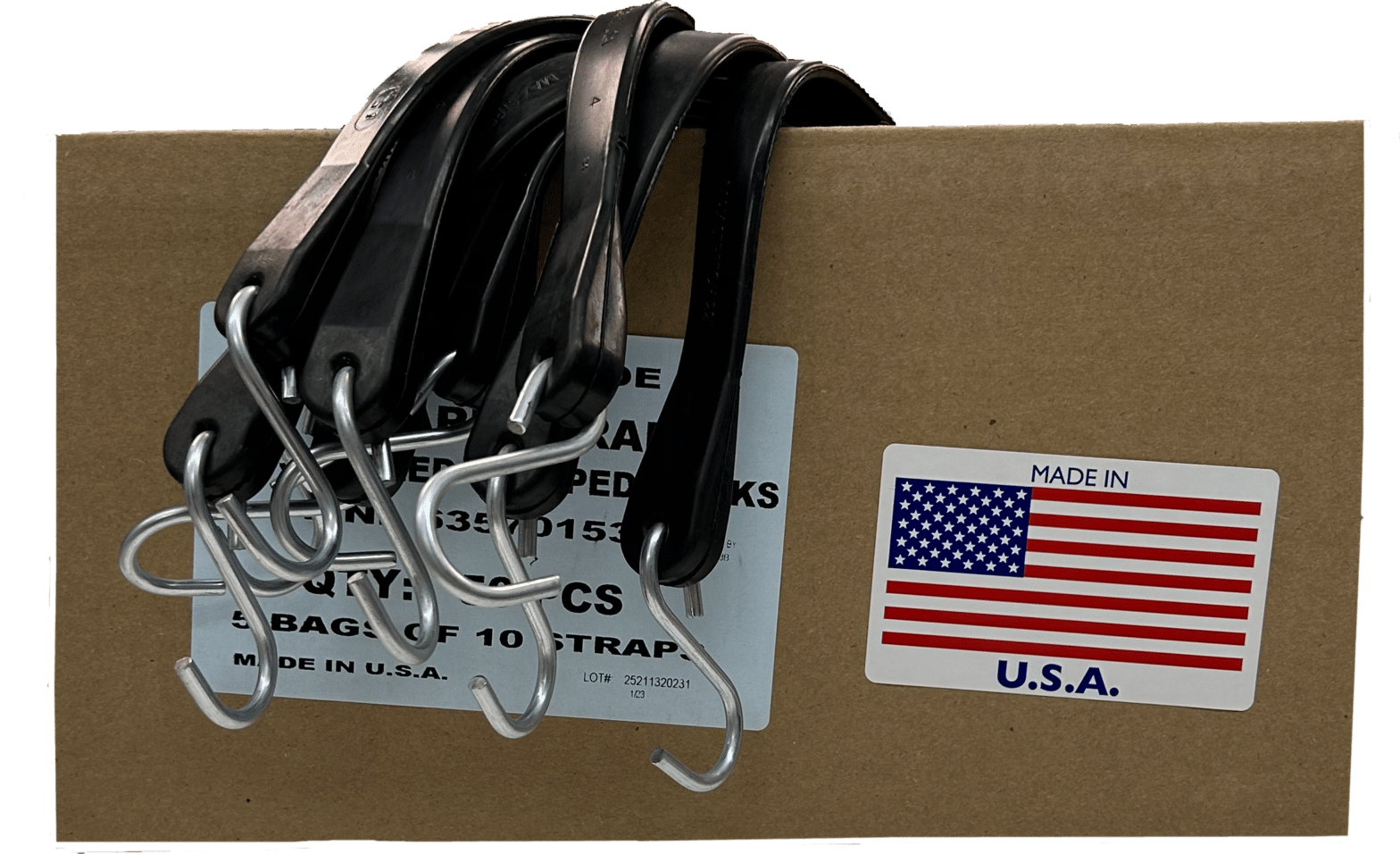 NEW! 15in RUBBER STRAP BOX OF 50 “S” HOOK CRIMPED – Toledo Tarp